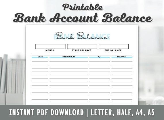 Design & Templates Paper Stationery Printable Bank Balance Log ...
