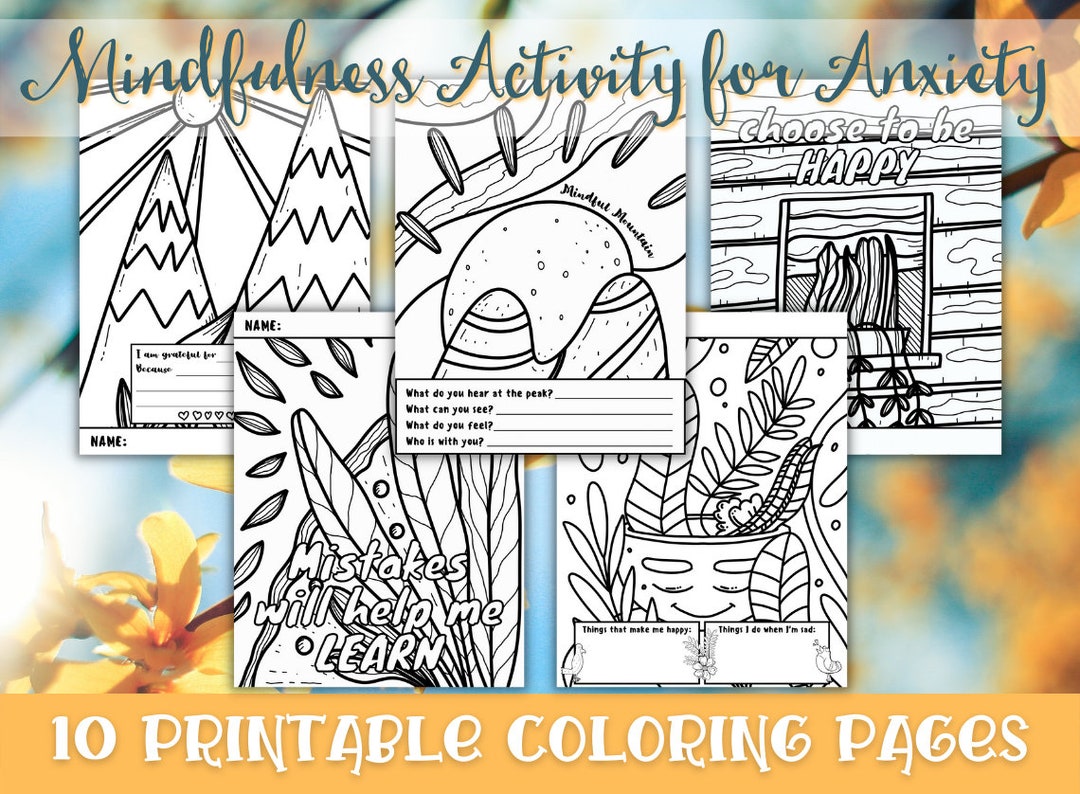 Mindfulness Activities for Anxiety, Mindful Coloring Pages for Stress ...