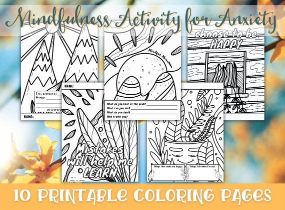 Mindfulness Activities for Anxiety Mindful Coloring Pages for - Etsy