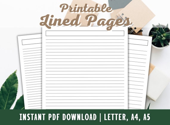 Printable Lined Page Lined Sheets Printable Lined Notes | Etsy