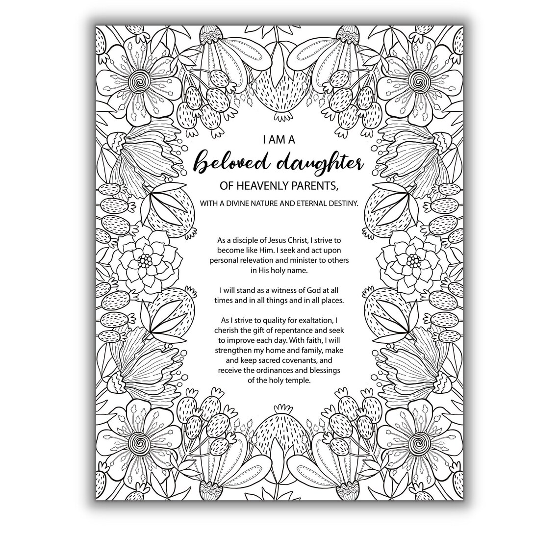 YW Theme Coloring Page | LDS New Young Women Printable | Christ of ...
