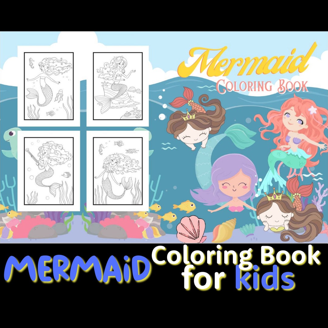 Mermaid Coloring Book Pages for Kids 30 Drawings Printable Digital ...
