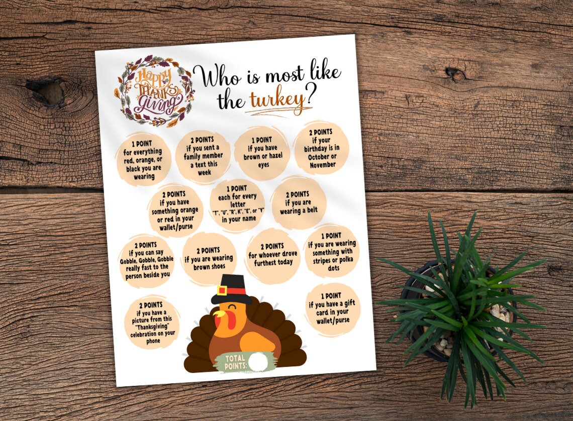 Thanksgiving Game Printable, Icebreaker Activity, 2021 Thanksgiving ...