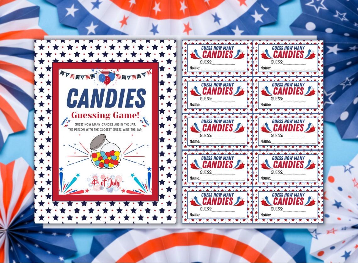 4th of July Candy Guessing Game, Activity for 4th of July, 4th of July ...