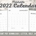 2022 Calendar Printable - Minimal Calendar - Year Planner - Year ...