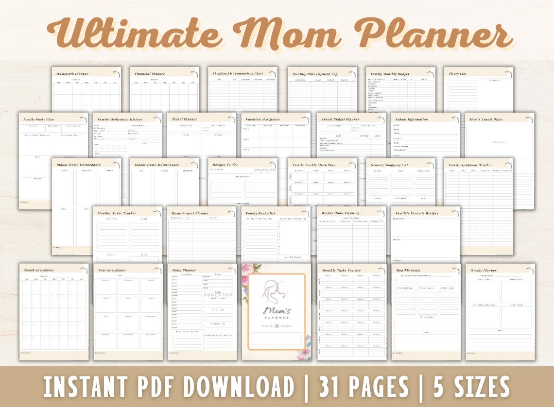 Ultimate Mom Planner Printable Home Digital Download Baby Planner ...