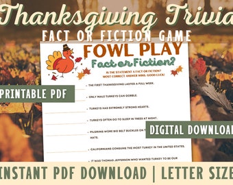 Thanksgiving Trivia Game Fowl Play Turkey Trivia Thanksgiving Printable ...