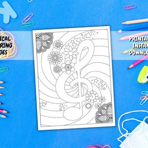 Music Coloring Pages for Adults, Young Adults, Teen, 5 Printable ...