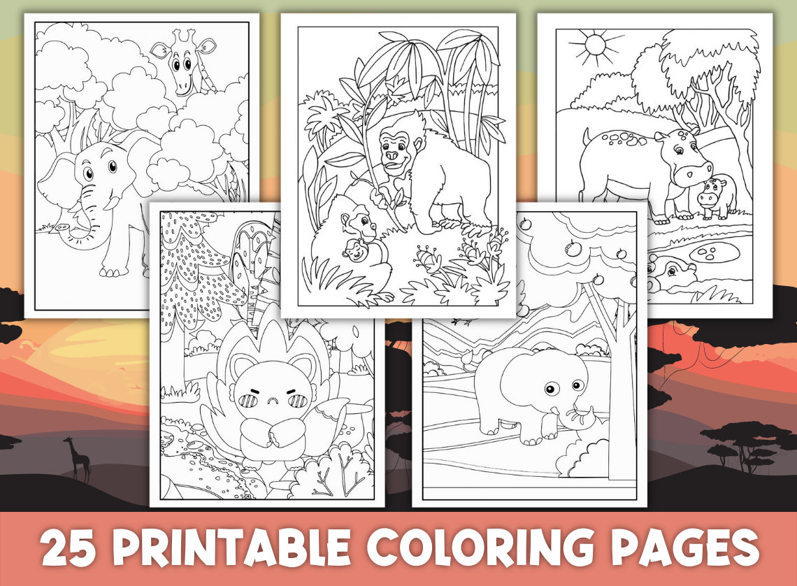 Wild Animal Coloring Pages, Zoo Animal Coloring for Kids, Realistic ...