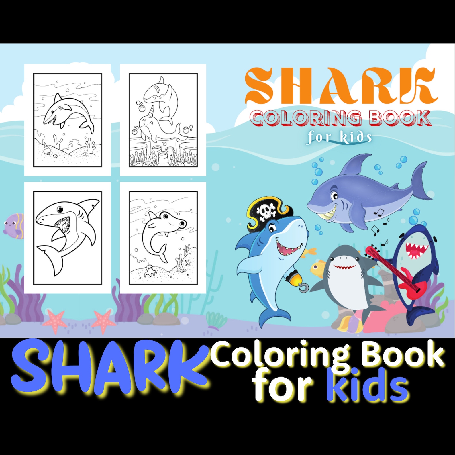 30 Shark Coloring Book Pages for Kids - Printable Digital Download PDF ...