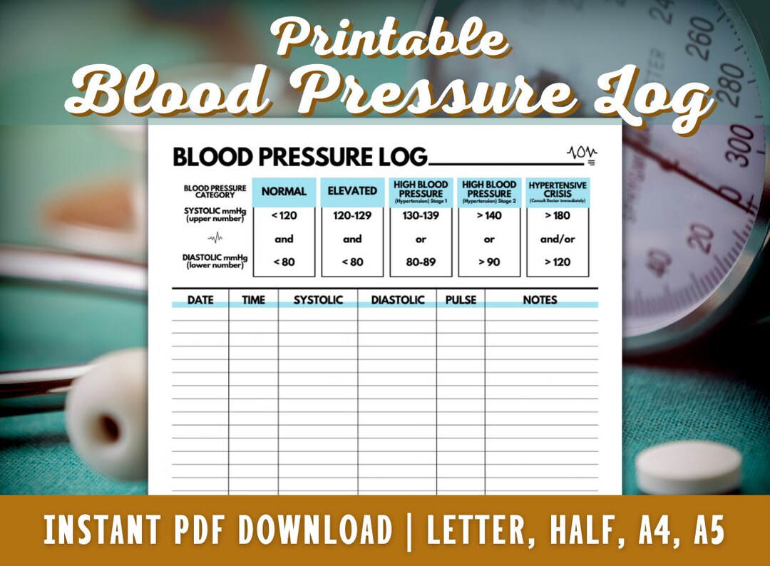 Blood Pressure Log Printable - High Blood Pressure Tracker ...