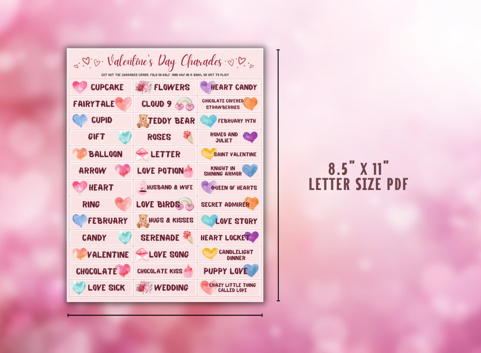 Valentine's Day Charades Game | Valentine's Day Guesstures | Valentine ...