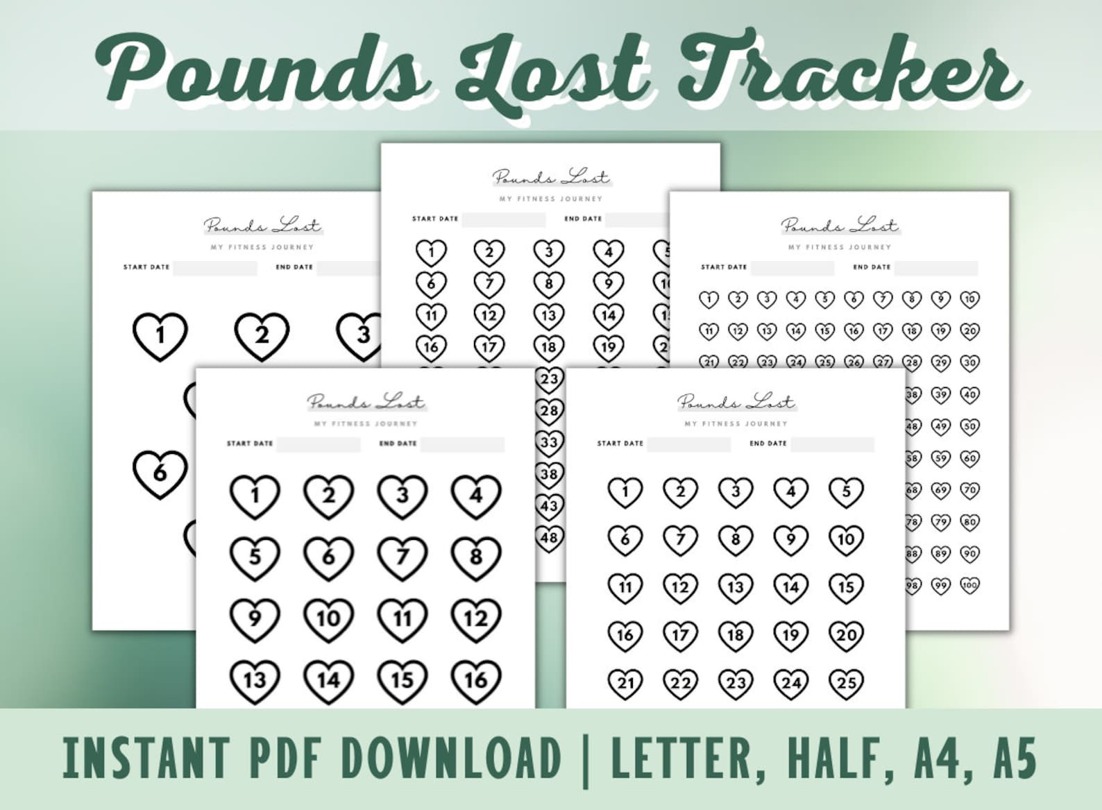 Pounds Lost Trackers - Weight Loss Tracker - Weight Counter Heart ...