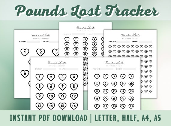 Pounds Lost Trackers Weight Loss Tracker Weight Counter | Etsy