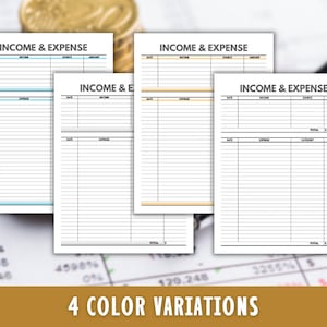 Income and Expense Tracker Printable - One Page - Minimal Financial Log ...