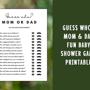 Which Parent Baby Shower Game, Guess Who, Mom or Dad, Mommy or Daddy ...