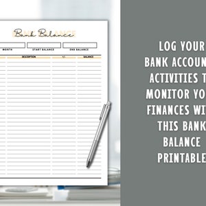 Bank Balance Printable - Bank Account Log - Savings Account ...