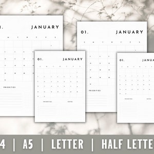 2022 Calendar Printable - Minimal Calendar - Year Planner - Year ...