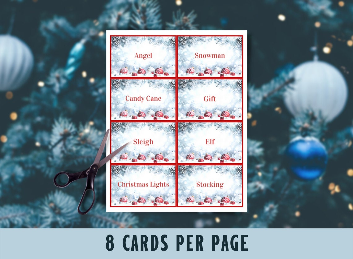 Christmas Pictionary Game, Christmas Pictionary Cards, 80 Pack, Party ...