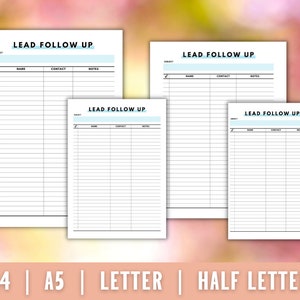 Leads Follow Ups List Printable - Leads Tracker Printable - Business ...