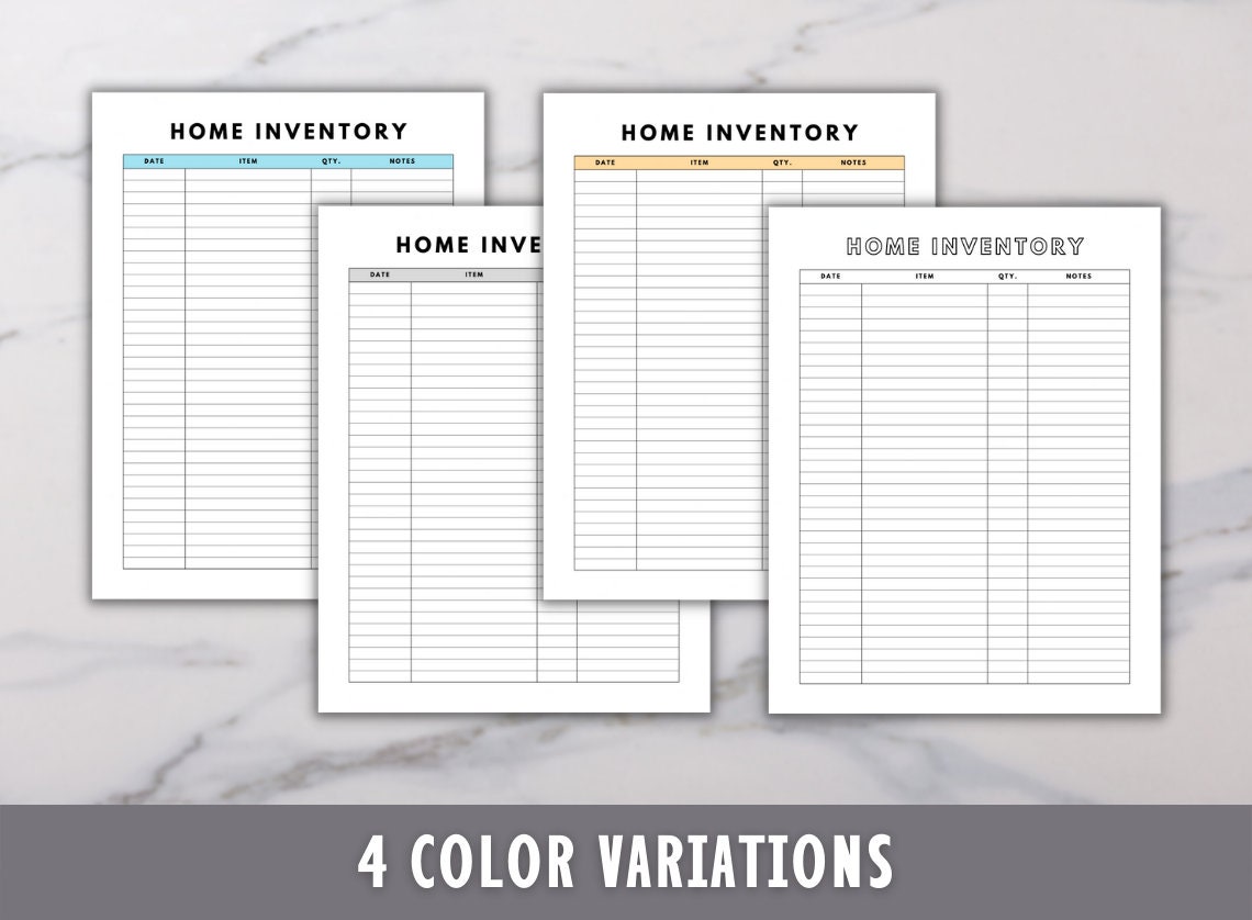 Home Inventory Printable - Home Organisation Printable - Home Storage ...