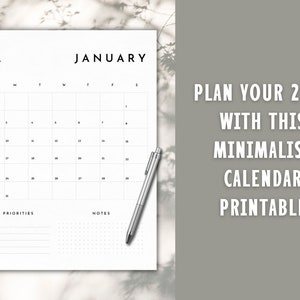 2022 Calendar Printable - Minimal Calendar - Year Planner - Year ...