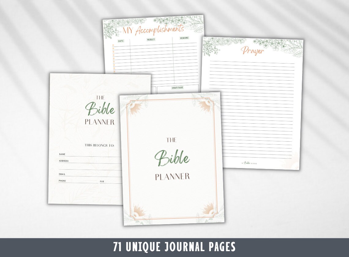 Bible Journaling Printable Bible Planner Prayer Sermons Scriptures ...