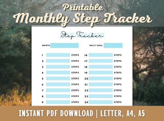 Step Tracker Monthly Step Counter Daily Step Recorder | Etsy
