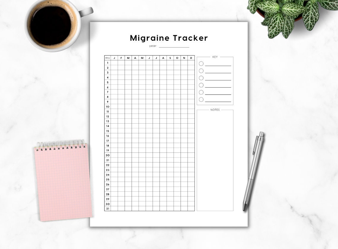 Migraine Tracker Printable - Migraine Log - Headache Tracker - Headache ...