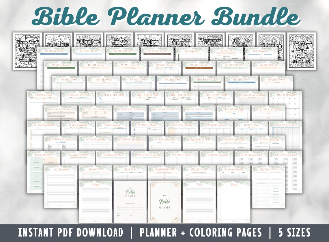 Bible Journaling Printable Bible Planner Prayer Sermons Scriptures ...