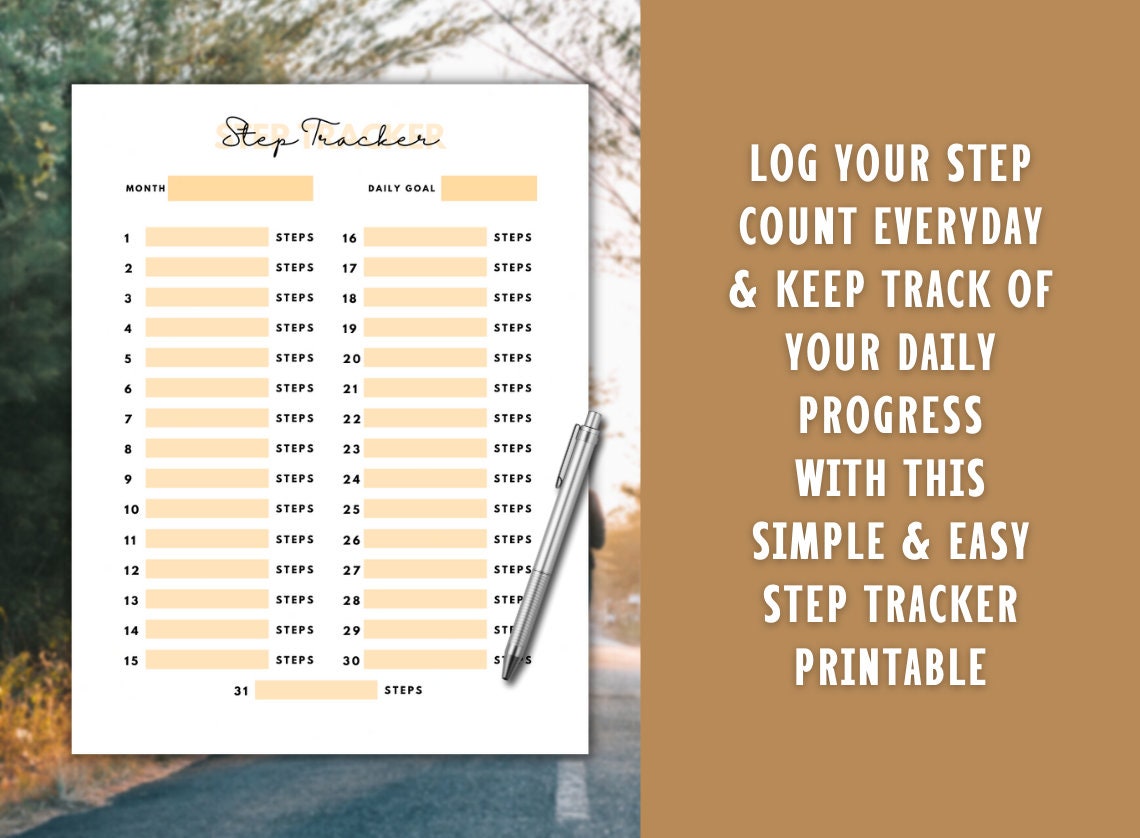 Step Tracker Monthly Step Counter Daily Step Recorder - Etsy