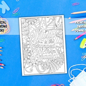 Music Coloring Pages for Adults, Young Adults, Teen, 5 Printable ...
