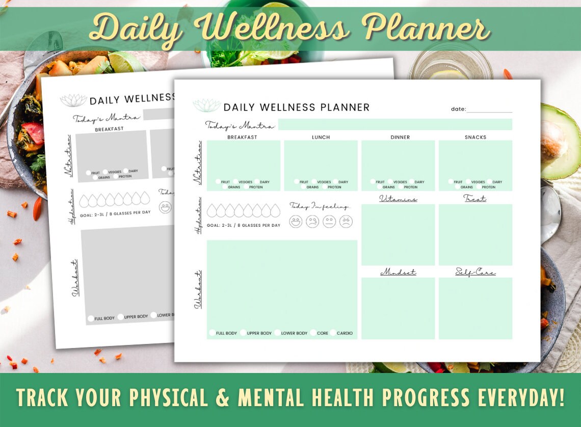 Printable Daily Wellness Planner Nutrition Planner Fitness - Etsy