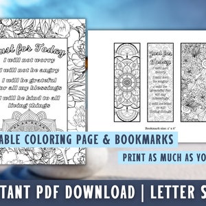 Just for Today Coloring Page and Bookmark Bundle, Printable Reiki ...