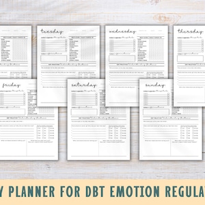 DBT Emotion Regulation Daily Planner & Guide, Dialectical Behavioral ...