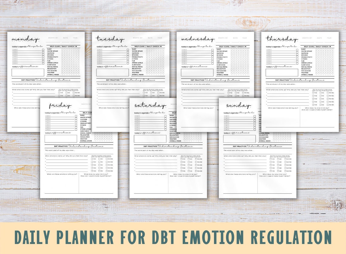 DBT Emotion Regulation Daily Planner & Guide Dialectical - Etsy