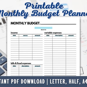 Monthly Budget - Monthly Income and Expense Recorder - Monthly Budget ...