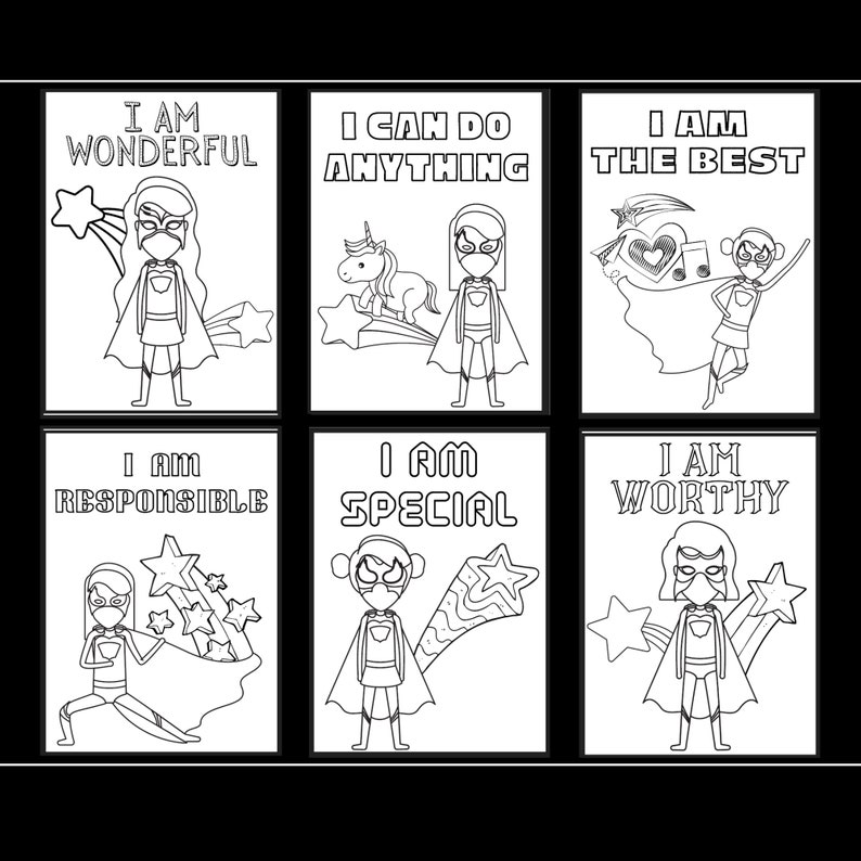 Super Girl Mindset Coloring Book Pages for Kids - 30 Drawings ...