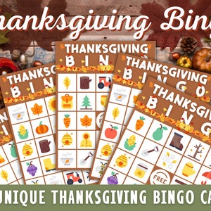 Thanksgiving Bingo Game, Printable Bingo With Thanksgiving Theme, 20 ...