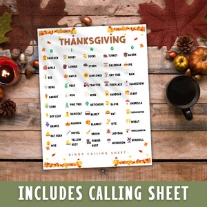 Thanksgiving Bingo Game, Printable Bingo With Thanksgiving Theme, 20 ...