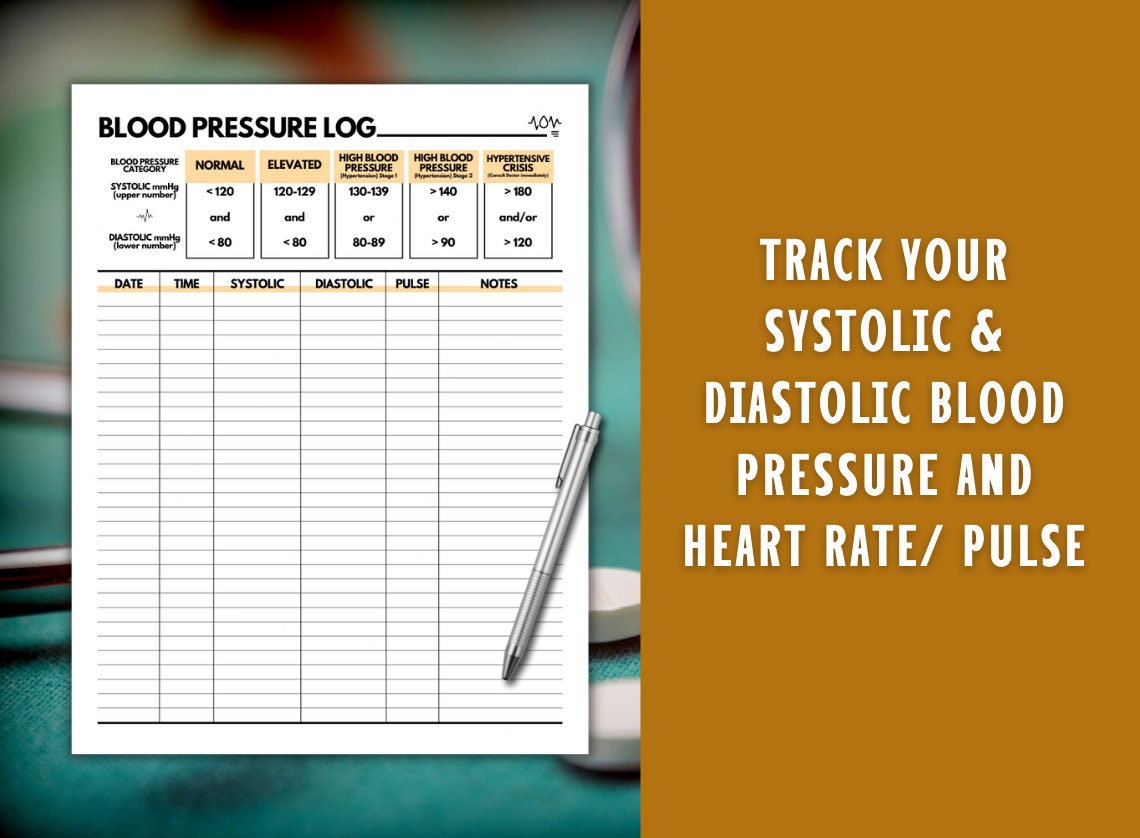 Blood Pressure Log Printable - High Blood Pressure Tracker ...