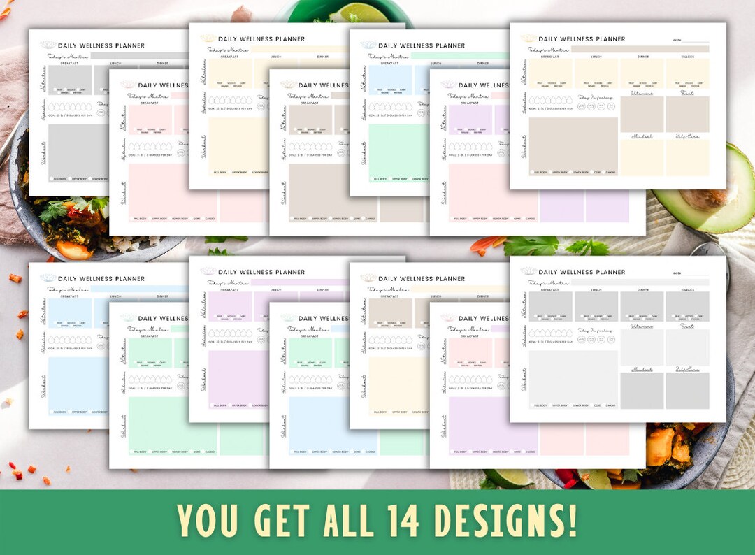 Printable Daily Wellness Planner, Nutrition Planner, Fitness Planner ...