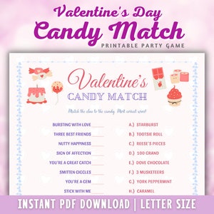 Valentine's Day Candy Match Game | Fun Valentine's Day Printable Games ...