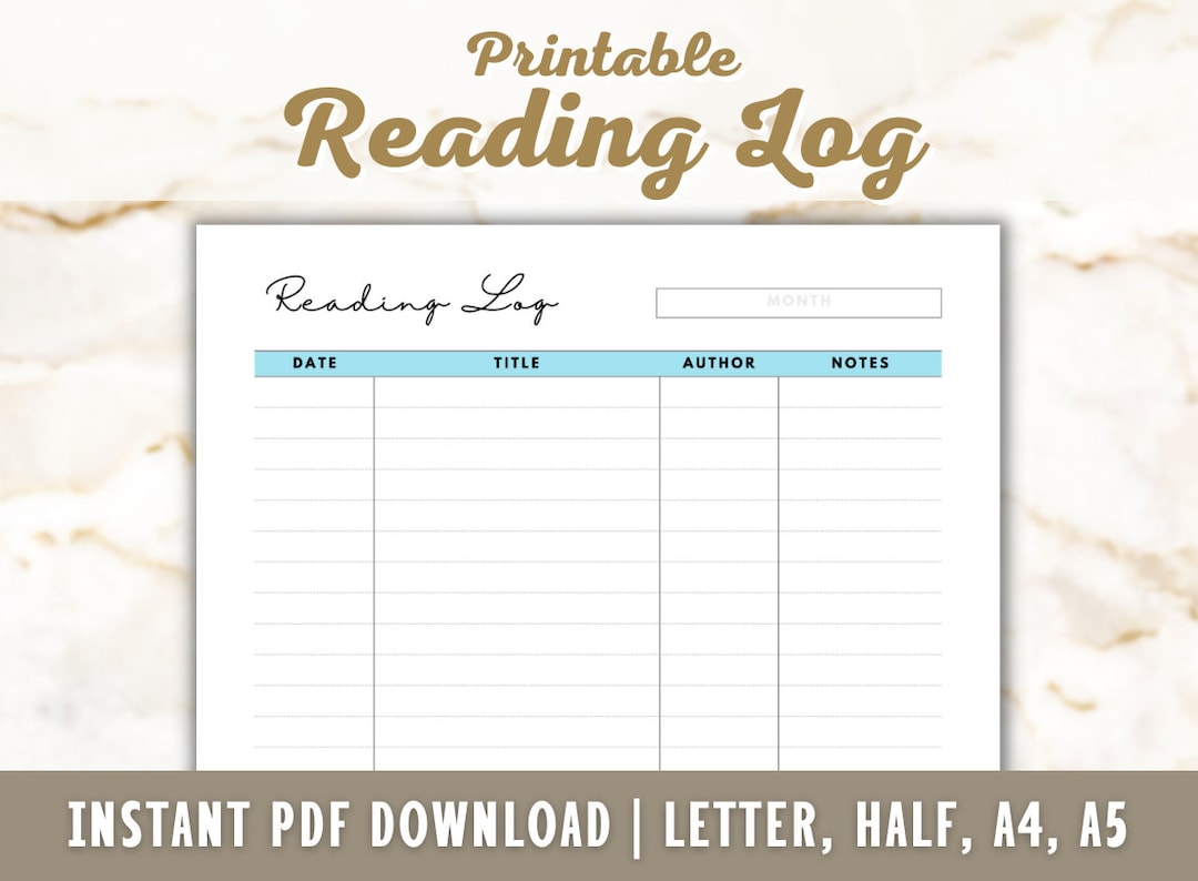 Reading Log Time Spent Reading Tracker Daily Pages Read - Etsy