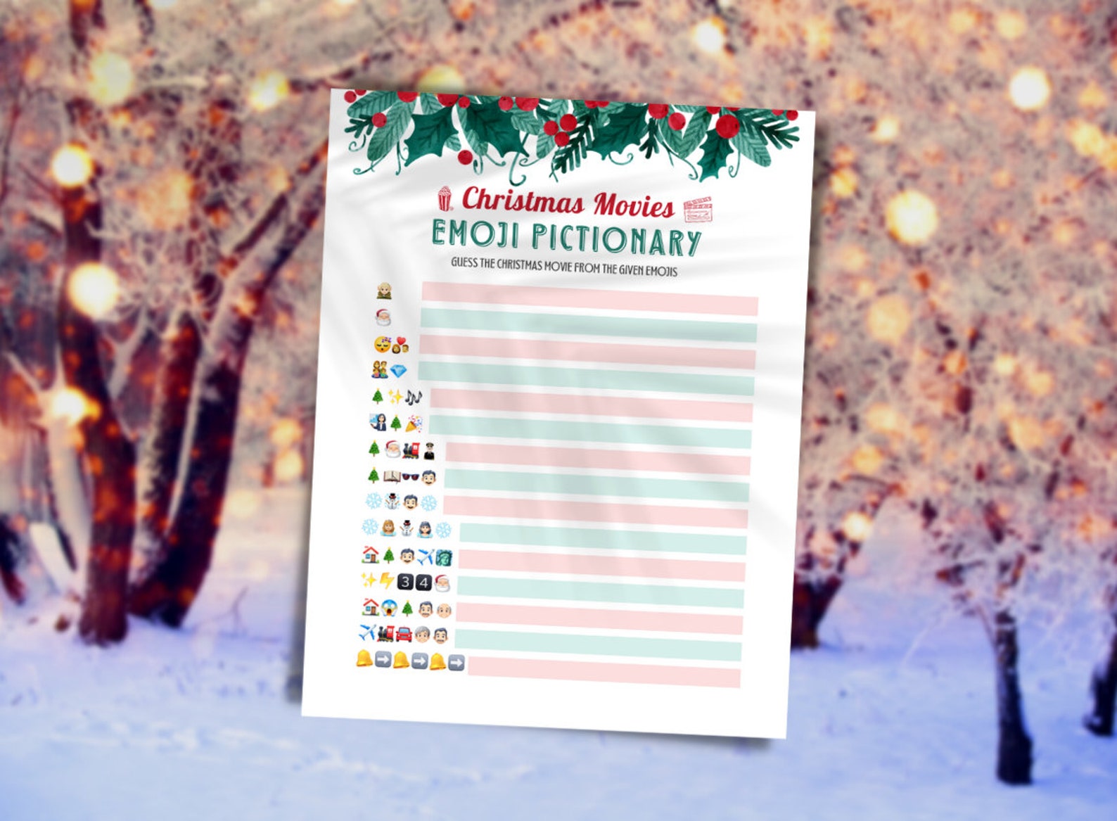 Christmas Emoji Pictionary Game, Christmas Activities for Adults & Kids ...