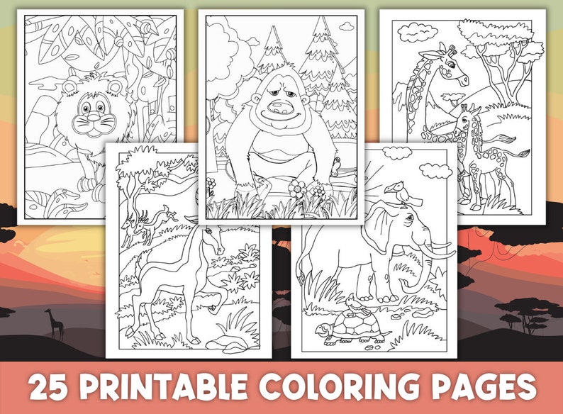 Wild Animal Coloring Pages Zoo Animal Coloring for Kids - Etsy