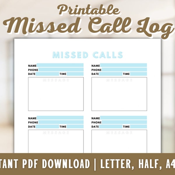 Missed Call Template - Etsy