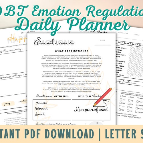 DBT Emotion Regulation Daily Planner & Guide Dialectical - Etsy