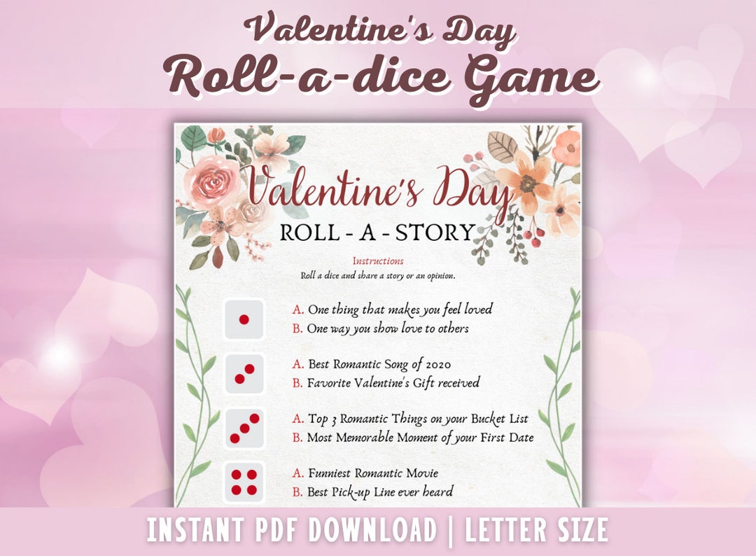 Valentines Day Roll A Dice Game | Sweet Dice Printable Game | for ...