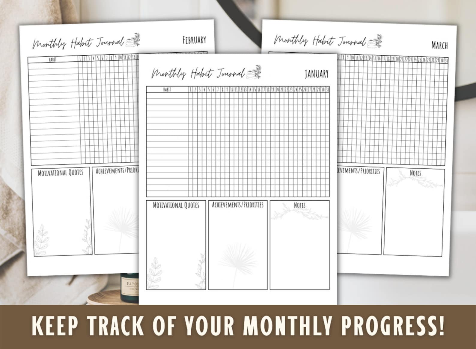 Habit Tracker Journal, Habit Tracker Printable, Daily Habit Tracker ...